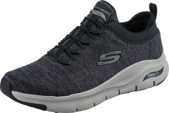 Skechers Herren Arch Fit Waveport Sneaker, Black Mesh Gray Trim, 45.5 EU