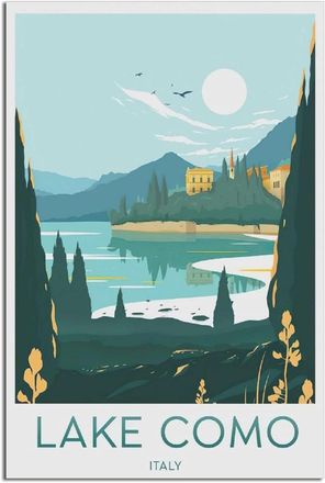 Generic Lake Como Italy Vintage Reise Poster Retro Wand Kunst Leinwand Poster Zimmer Dekor Home Dekoration Ungerahmt 40x60cm