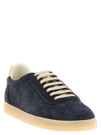 Brunello Cucinelli Suede and Leather Low-Top Sneakers - Blue