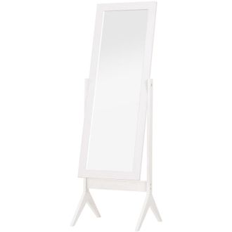 HOMCOM Standspiegel Ganzk&ouml;rperspiegel Schminkspiegel Erh&ouml;hte F&uuml;&szlig;e Pflegeleicht mdf Wei&szlig; 47 x 46 x 148 cm - Homcom