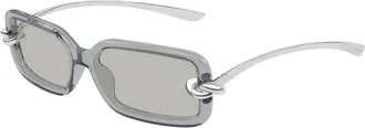 Bottega Veneta BV1439S Rectangle Frame Sunglasses - Gray