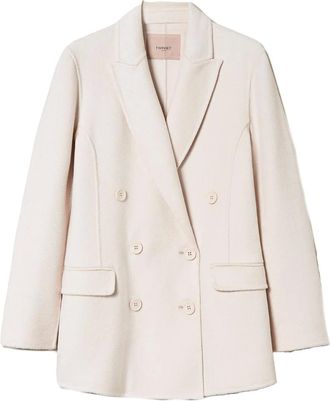 Twinset Femme, Vestes, Blanc, Taille: 40 FR Veste Crois&eacute;e En M&eacute;lange De Laine Doubl&eacute;e