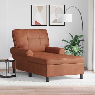 vidaXL vidaXL Chaise longue avec coussin Marron 91 x 157 x 91 cm Simili cuir