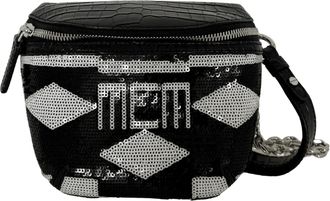 MCM Hobo Bags - MCM Geo Croco shoulder bag with sequins, black - Gr. unisize - in Schwarz - für Damen