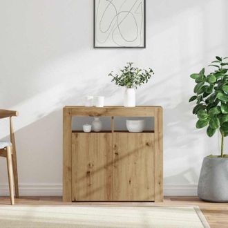 vidaXL Vidaxl - Buffet avec lumi&egrave;res led ch&ecirc;ne artisanal bois ding&eacute;nierie
