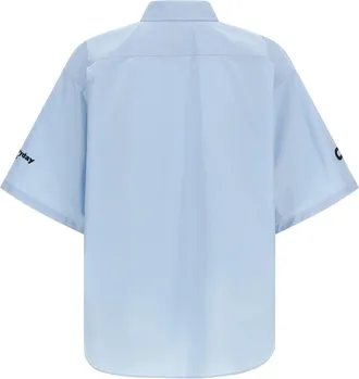 Balenciaga Logo-Embroidered Cotton Poplin Shirt - Light Blue