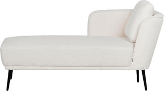 Beliani Chaiselongue Bouclé Creme weiß rechts mit Armlehne Kissen Metallgestell Artheze