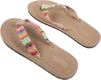 Supvox Tongs D&eacute;t&eacute; En Imitation Paille L&eacute;g&egrave;res Et Plates Pour Femmes, Sandales De Plage Confortables Antid&eacute;rapantes, Taille 41, Bord De Mer Et Vacances