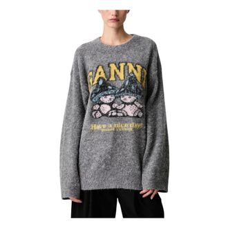 Ganni Pull en alpaga bross&eacute; - Femme - Pulls - Gris - Taille: 40 FR