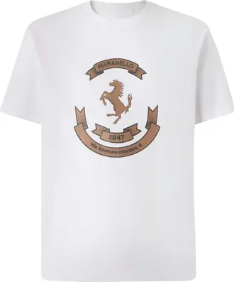 Ferrari T-shirt en coton avec logo imprim&eacute; - Homme - Tops - Blanc - Taille: S