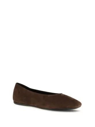 Prada Womens Suede Leather Ballerinas Moro Flat Shoes