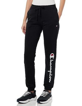 Champion Legacy American Classics W-Maxi-Logo Light Stretch Fleece Rib Cuff Pantalon de survêtement, Noir, XS Femme