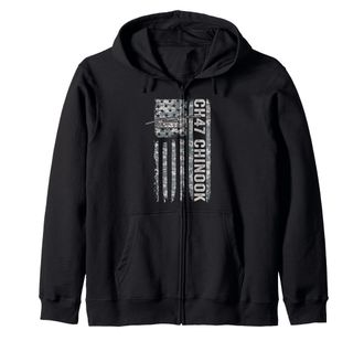 The Salty Veteran CH-47 Chinook Amerikanische Flagge Hubschrauber Camo Chinook Kapuzenjacke