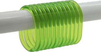 Evideco French Home Goods Duschvorhangringe aus Kunststoff, einfarbig, transparent, Limettengr&uuml;n, 12 St&uuml;ck