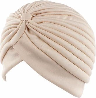 Generic Turban pliss&eacute; pr&eacute;-nou&eacute; torsad&eacute; pour femme - Bonnet africain uni - Extensible - Pour le sommeil, le cancer, la chimioth&eacute;rapie, la perte de cheveux, bei