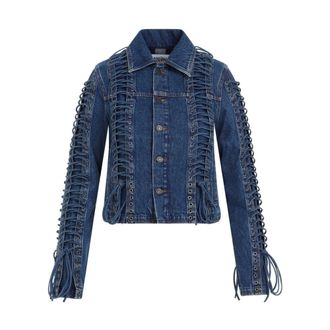 Jean Paul Gaultier Femme, Vestes, Bleu, Taille: 36 FR Corset Denim Jacket
