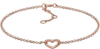 Elli Armband Damen Herz Anhänger Basic in 925 Sterling Silber rosé vergoldet