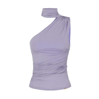 Elisabetta Franchi Femme, Tops, Violet, Taille: 38 FR Haut drap&eacute; asym&eacute;trique
