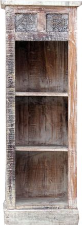 Guru Shop Schmales Regal aus Massivholz mit Eingearbeiteten Schnitzereien - Modell 50, 127x45x38 cm