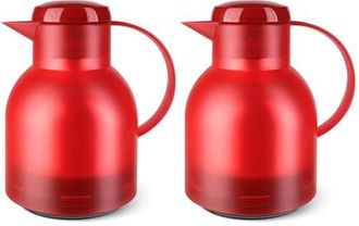 Emsa Isolierkanne Samba, 1 Liter, Made in Germany, 12h hei&szlig;, 24h kalt, leichte Bedienung, Thermoskanne, Isolierkanne f&uuml;r Kaffee oder Tee, Rot, 504232 (Pack