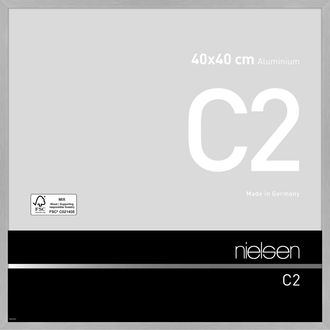Nielsen Design Bilderrahmen, 40 x 40 cm, Aluminium, Silber matt, Posterrahmen zum Aufhängen im Hoch- & Querformat, Echtglas, C2