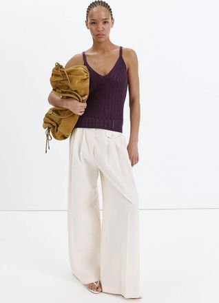 Mango Top en maille ajour&eacute;e en lurex violet - Femme - XXS - MANGO