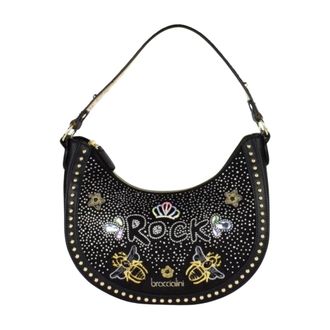 Braccialini Sac Hobo Rock en Simili Cuir Noir - Femme - Sacs - Noir - Taille: ONE Size
