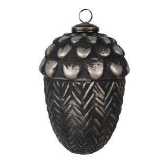 Clayre & Eef Weihnachtskugel Ø 10x15 cm Schwarz Glas Weihnachtsbaumschmuck