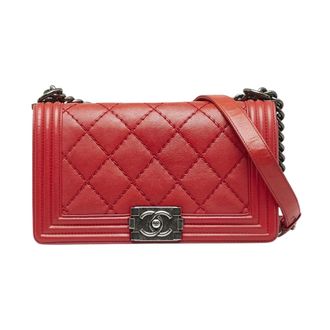Chanel Pre-owned Petit Sac Bandouli&egrave;re Matelass&eacute; Double surpiq&ucirc;re Boy Flap - Femme - Pre-owned - Rouge - Taille: ONE Size