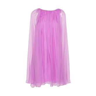 Max Mara Amethyst Purple Seidenchiffon-Kleid mit Cape - - Dresses - Damen - Lila - S