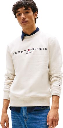 Tommy Hilfiger Herren Sweatshirt Tommy Logo ohne Kapuze, Beige (Heathered Oatmilk), XXL
