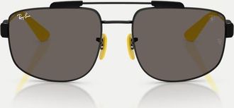 Ray-Ban Rb3789m - Scuderia Ferrari Collection - Lunettes de soleil carr&eacute;es &agrave; verres gris - Noir