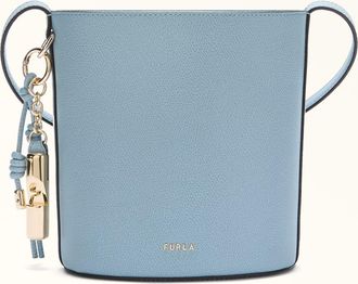 Furla Roxie Beuteltasche M Carta Da Zucchero Blau Strukturiertes Leder Damen