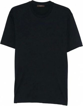 Zanone Homme, Tops, Bleu, Taille: 2XL T-shirt en jersey de coton et soie coupe slim