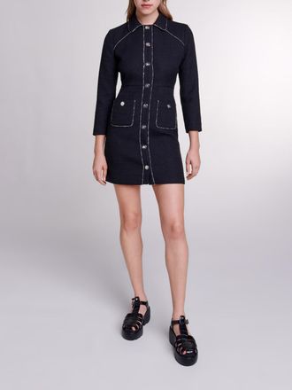 Maje Kurzes Tweedkleid - Schwarz - Gr&ouml;&szlig;e 32 - Maje