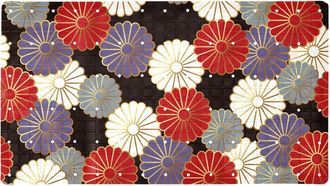 Generic Japanischer traditioneller Stil Chrysanthemen-Muster Duschmatte mit Saugnäpfen 39,9 x 70,9 cm, Badezimmer-Badewannenmatte, rutschfeste Badezimmermatte