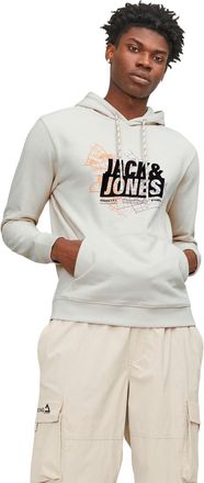 Jack & Jones Herren Kapuzenpullover Hoodie JCOMAP Logo - Regular Fit S- XXL, Größe:S, Farbe:Moonbeam 12252310