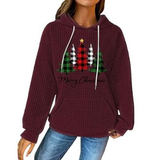 Generic Sweat à capuche de Noël pour femme, coupe ample, tendance, décontracté, avec pour Noël, joli sweat à capuche imprimé pour entraînement, fête, cadeaux 
