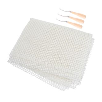 Angoily Latch Hook Mesh Canvas mit Holzgriff Robustes Zuschneidbares Kunststoffgewebe für DIY Teppiche Wandteppiche und Dekorative Handarbeiten Präzises Raste