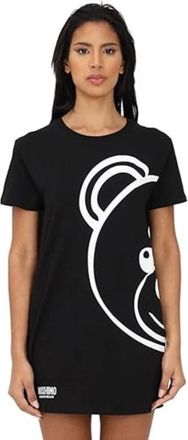 Moschino Femme, Robes, Noir, Taille: 38 FR T-shirt Maxi en Jersey de Coton avec Ours en Peluche