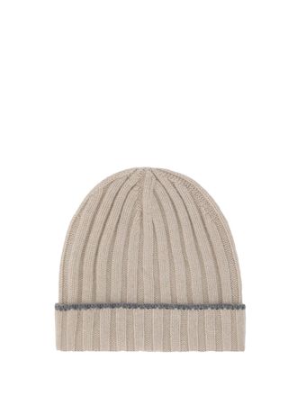 Brunello Cucinelli Mens Beanie Hat Cashmere Beige