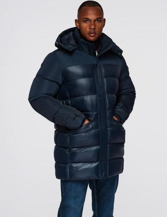 Ombre Winterjacke Gesteppte Herrenjacke aus Materialmix mit Kapuze