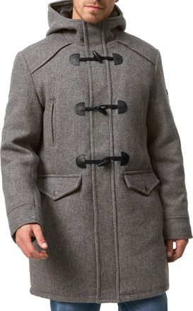 Indicode Herren Liam Dufflecoat | Wintermantel Wollmantel Herrenmantel Mantel f&uuml;r M&auml;nner Grey Mix, 3XL