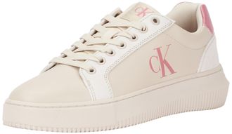 Calvin Klein Damen Cupsole Sneaker Chunky aus Leder, Beige (Eggshell/Dusty Rose), 37