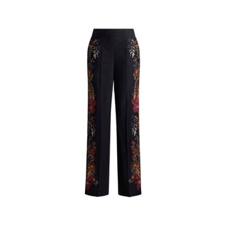 Etro Seidenhose mit platziertem Blumen-Paisley-Print - - Trousers - Damen - Schwarzk - S