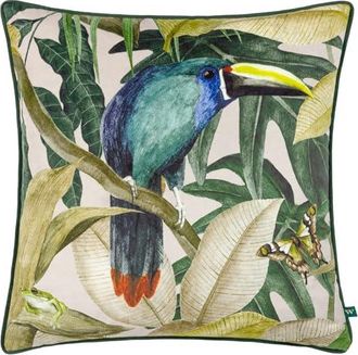 furn. Wylder Tropics Rampha Tropischer Samt-Paspelkissenbezug