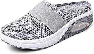 Generic Baskets compensées pour femme - Couleur unie - Style décontracté - Légères et souples - En maille creuse - Respirantes - Tendance - Chaussures de spor