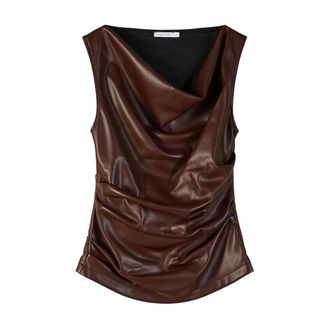 Patrizia Pepe Femme, Tops, Brun, Taille: 38 FR Top bustier drap&eacute;