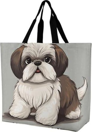 Generic Chien Shih Tzu Sac A Main Femmes D&eacute;contract&eacute; Tote Bag Pliable Sac Fourre-Tout Pour Gym Travail Voyage