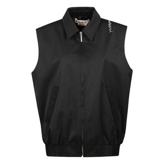 Marni Schwarze Baumwoll-Weste mit Rei&szlig;verschluss und Taschen - - Jackets - Damen - Schwarzk - 2XS